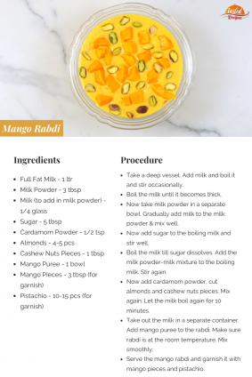 Mango Rabdi - Aam Ki Rabri Recipe - Tasted Recipes